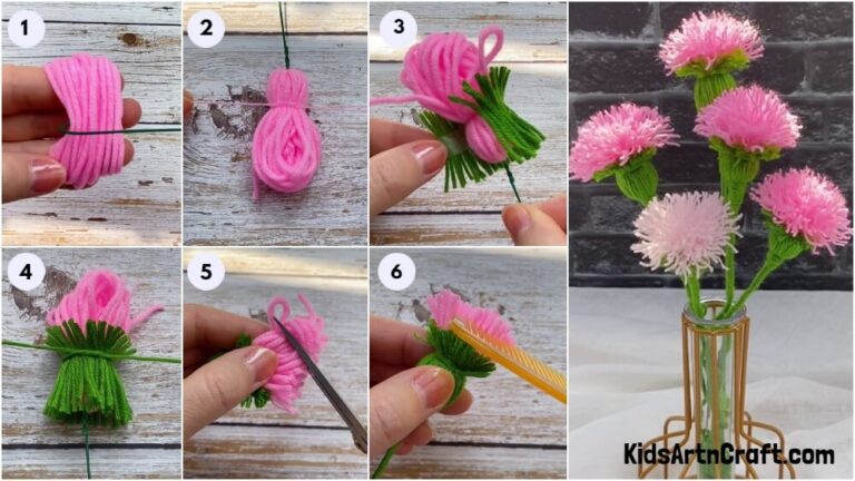 Beautiful Wool Flowers Step-by-step Tutorial For Kids - Kids Art & Craft