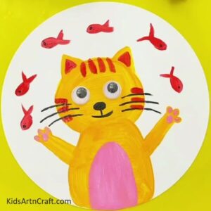 Cat Catching Fish Step-by-step Art Tutorial For Kids - Kids Art & Craft