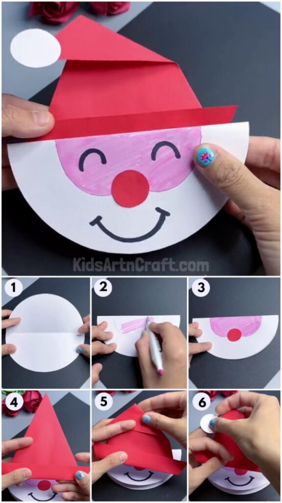Christmas Santa Face Paper Craft Step-by-step Tutorial For Beginners ...