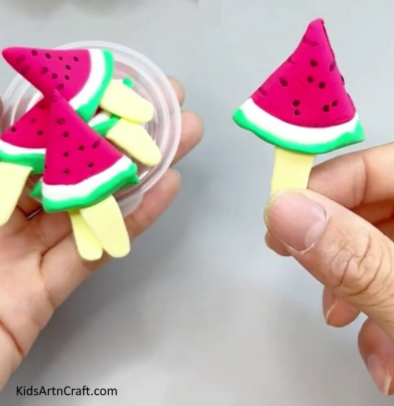 Clay watermelon ice cream easy craft tutorial - Kids Art & Craft