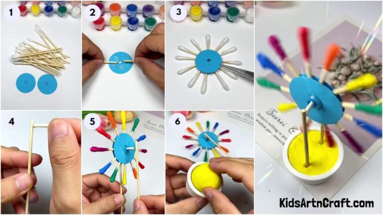 Cotton Earbud Windmill Craft Tutorial For Beginners - Kids Art & Craft