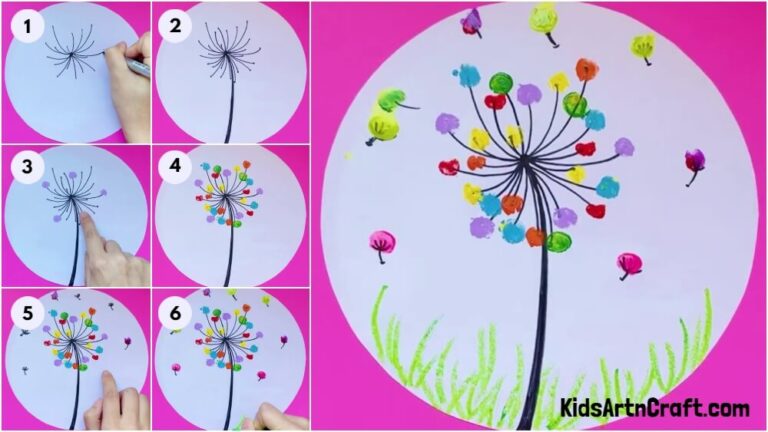 Colorful Dandelion Artwork Step-by-step Tutorial for Kindergartners ...