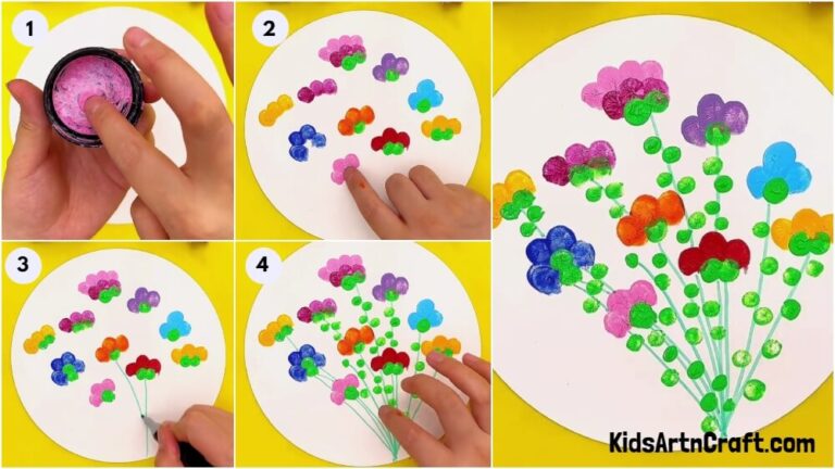 Flower Fingerprint Painting Tutorial For Kids - Kids Art & Craft