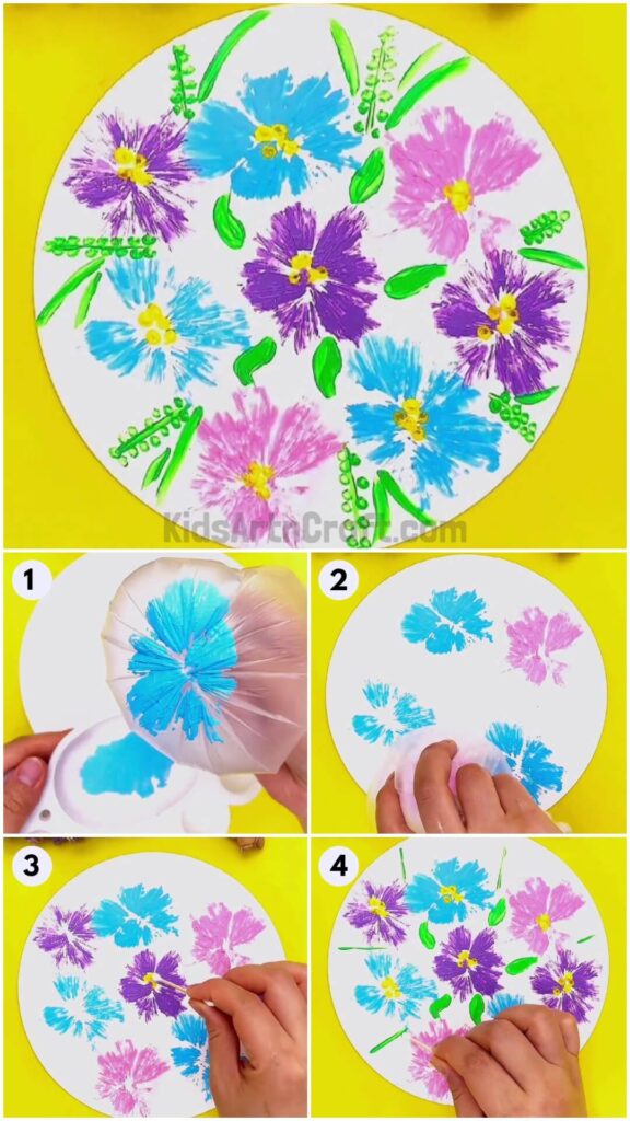 Easy Way to Paint Flowers - No Brush Painting - Kids Art & Craft