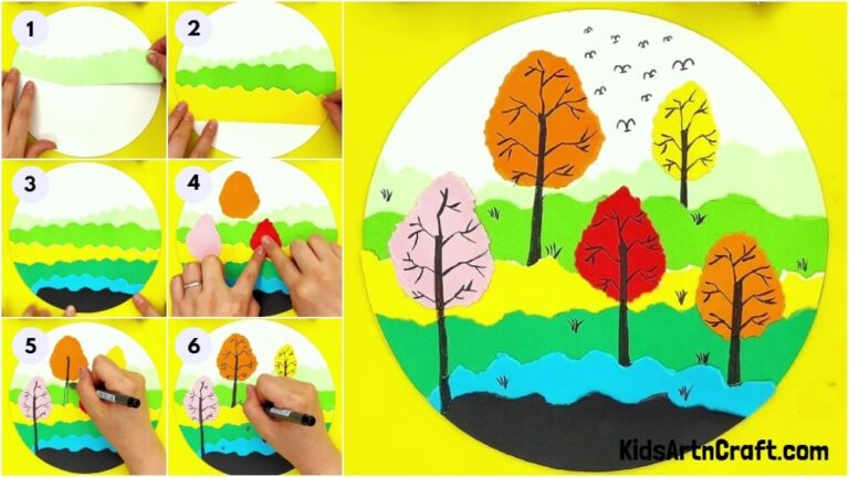 Colorful Tree Landscape Craft Idea For Kids - Kids Art & Craft