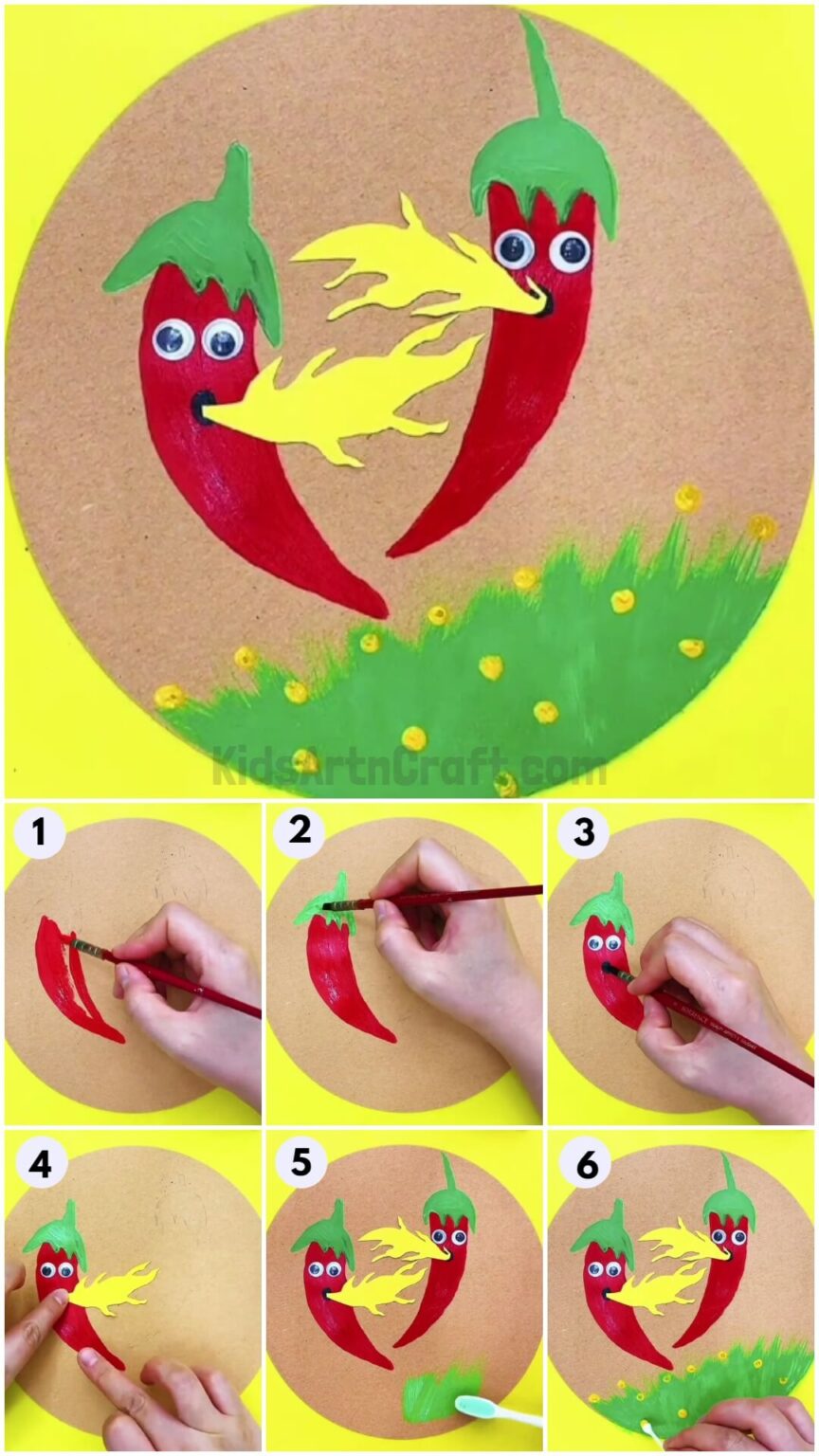 Creative Burning Red Chili Painting Tutorial For Beginners - Kids Art ...