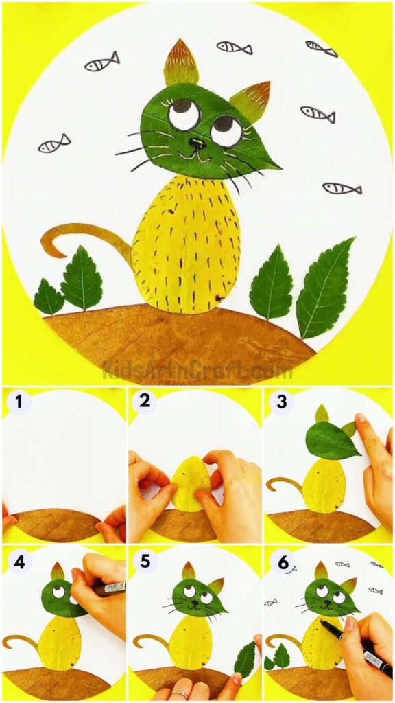 Creative Cat Drawing Using Fall Leaves Tutorial For Kids - Kids Art & Craft