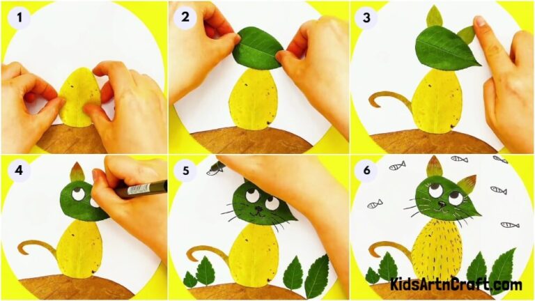 Creative Cat Drawing Using Fall Leaves Tutorial For Kids - Kids Art & Craft