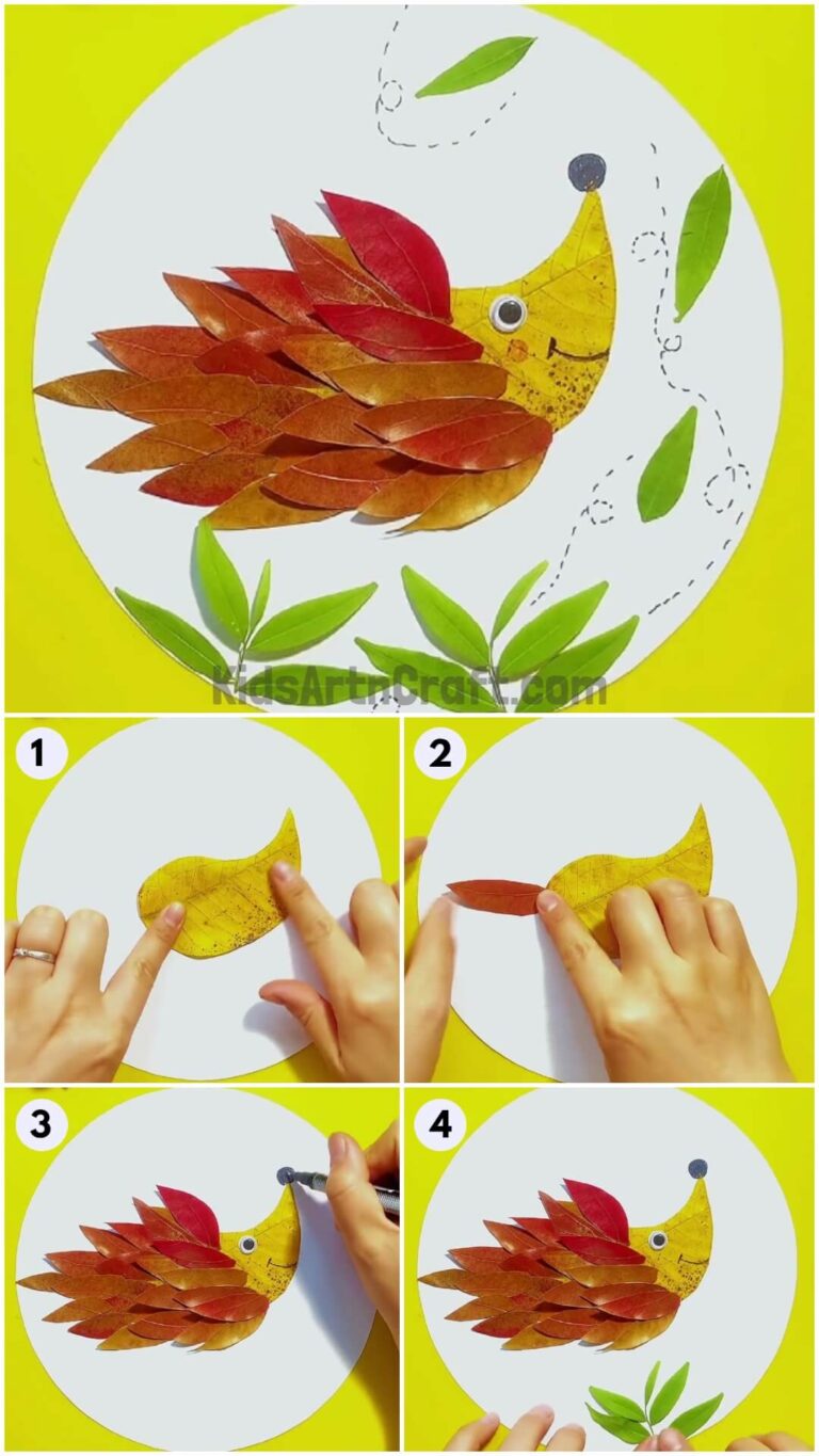 Creative Hedgehog Craft From Fall Leaves Tutorial For Beginners - Kids ...