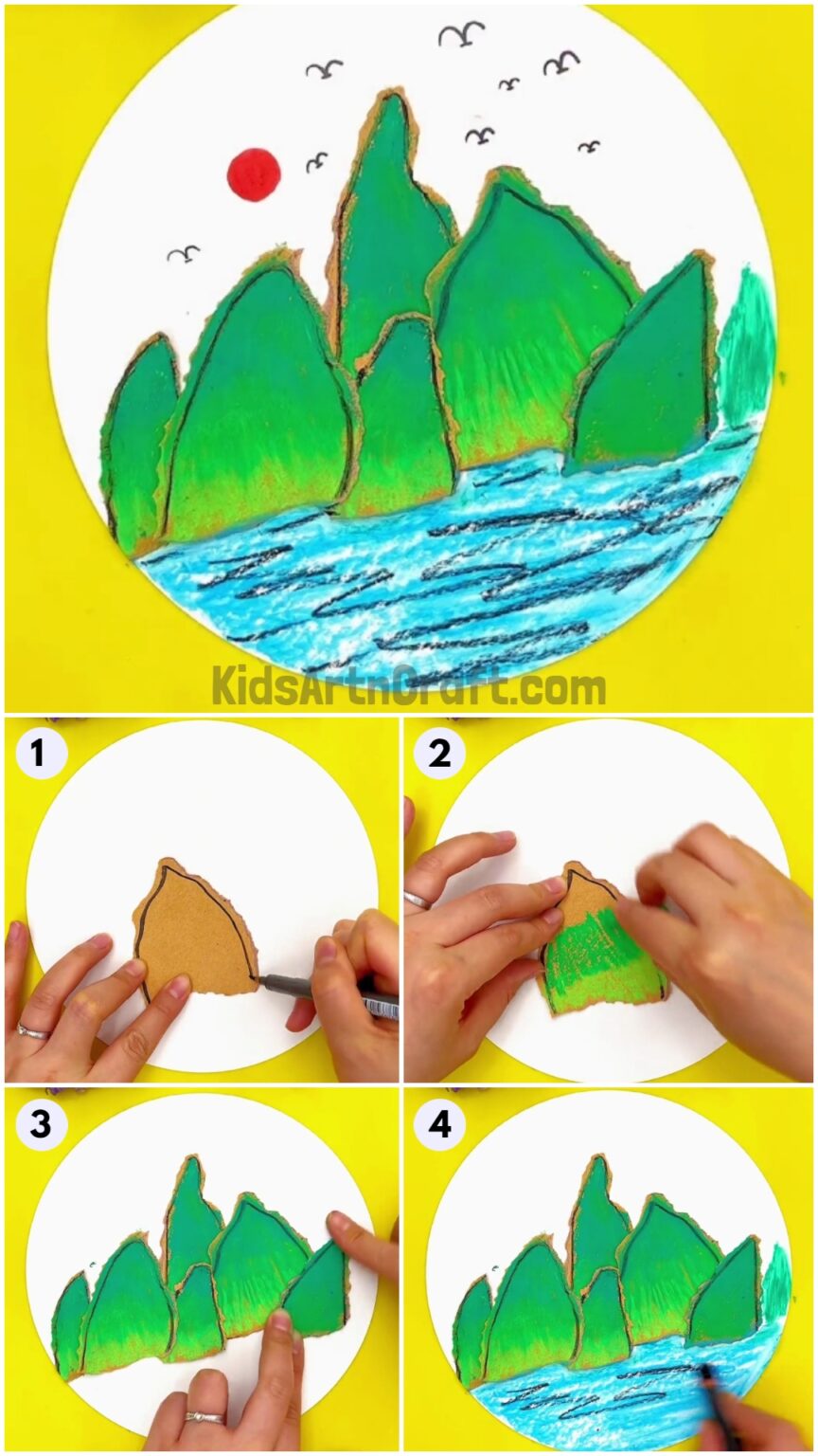 Creative Mountain Scenery Craft From Cardboard - Kids Art & Craft