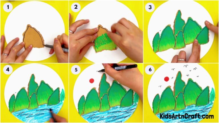 Creative Mountain Scenery Craft From Cardboard - Kids Art & Craft