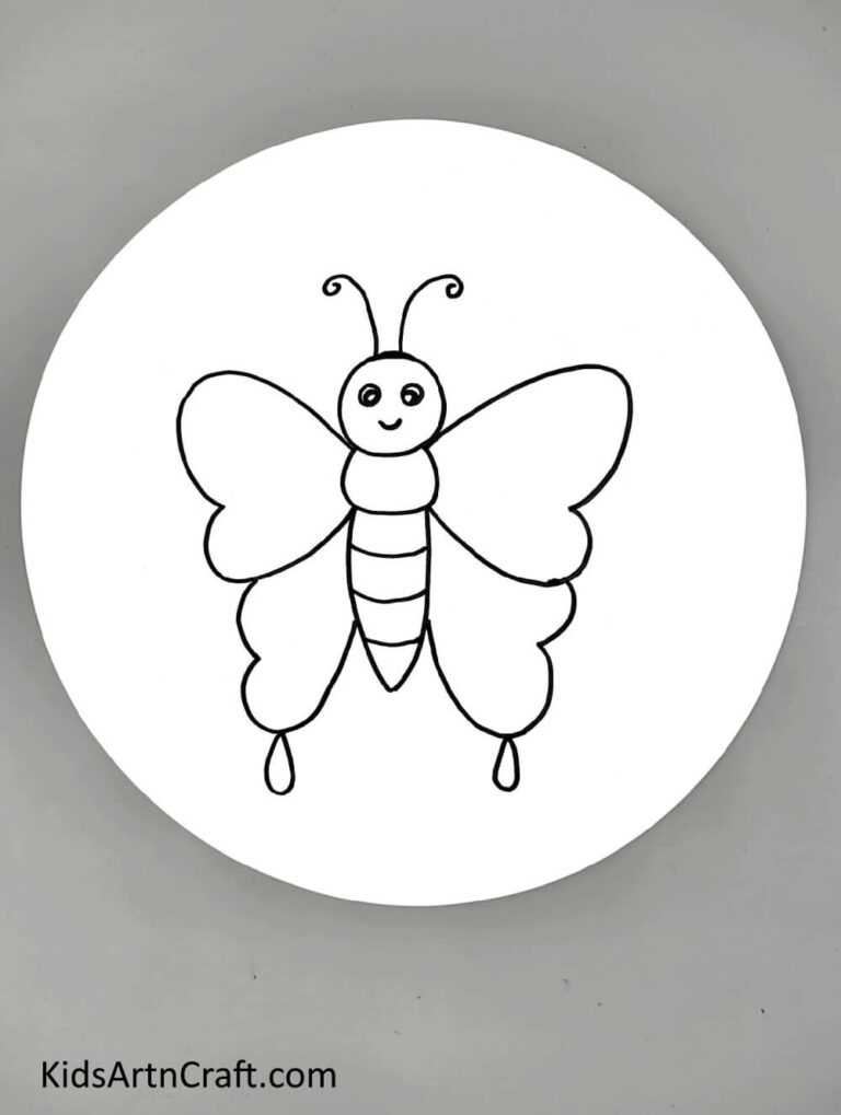 Cute Butterfly Drawing Step by Step Tutorial for Kids - Kids Art & Craft