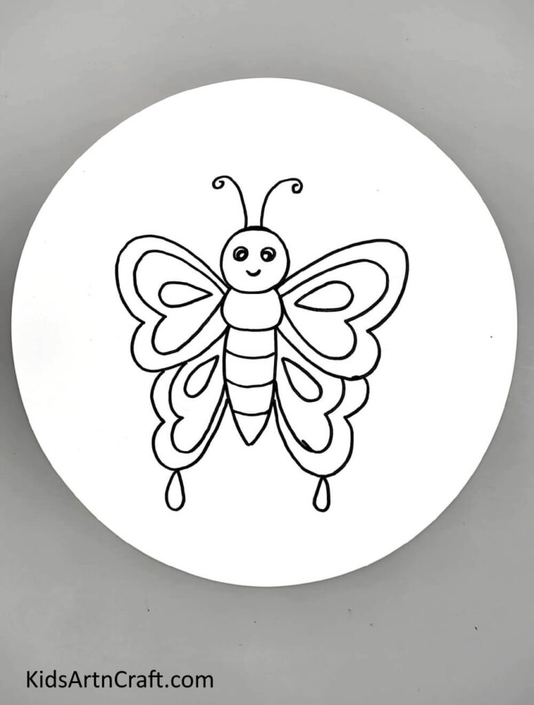 Cute Butterfly Drawing Step by Step Tutorial for Kids - Kids Art & Craft
