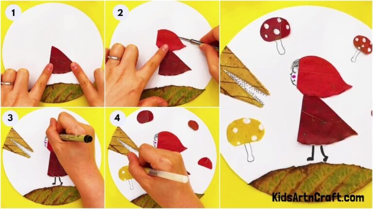 Cute Little Red Riding Hood Leaf Craft Tutorial for Kids - Kids Art & Craft