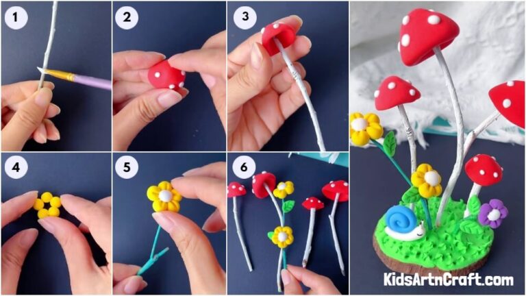 Cute Mushroom Garden Decor Craft For Beginners - Kids Art & Craft