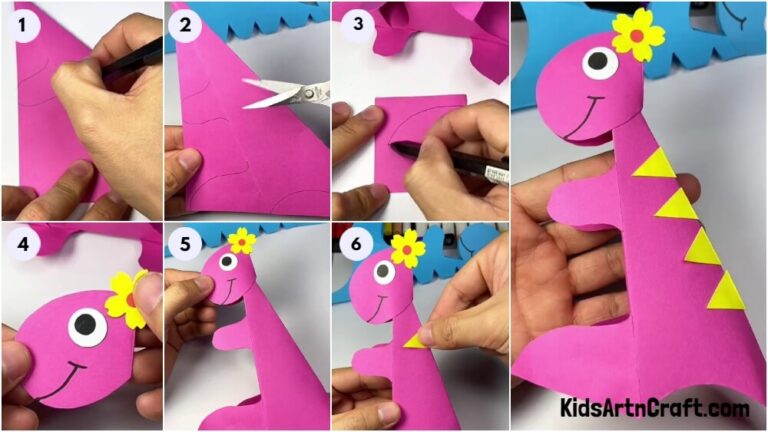 Cute Paper Dinosaur Craft Tutorial for Beginners - Kids Art & Craft