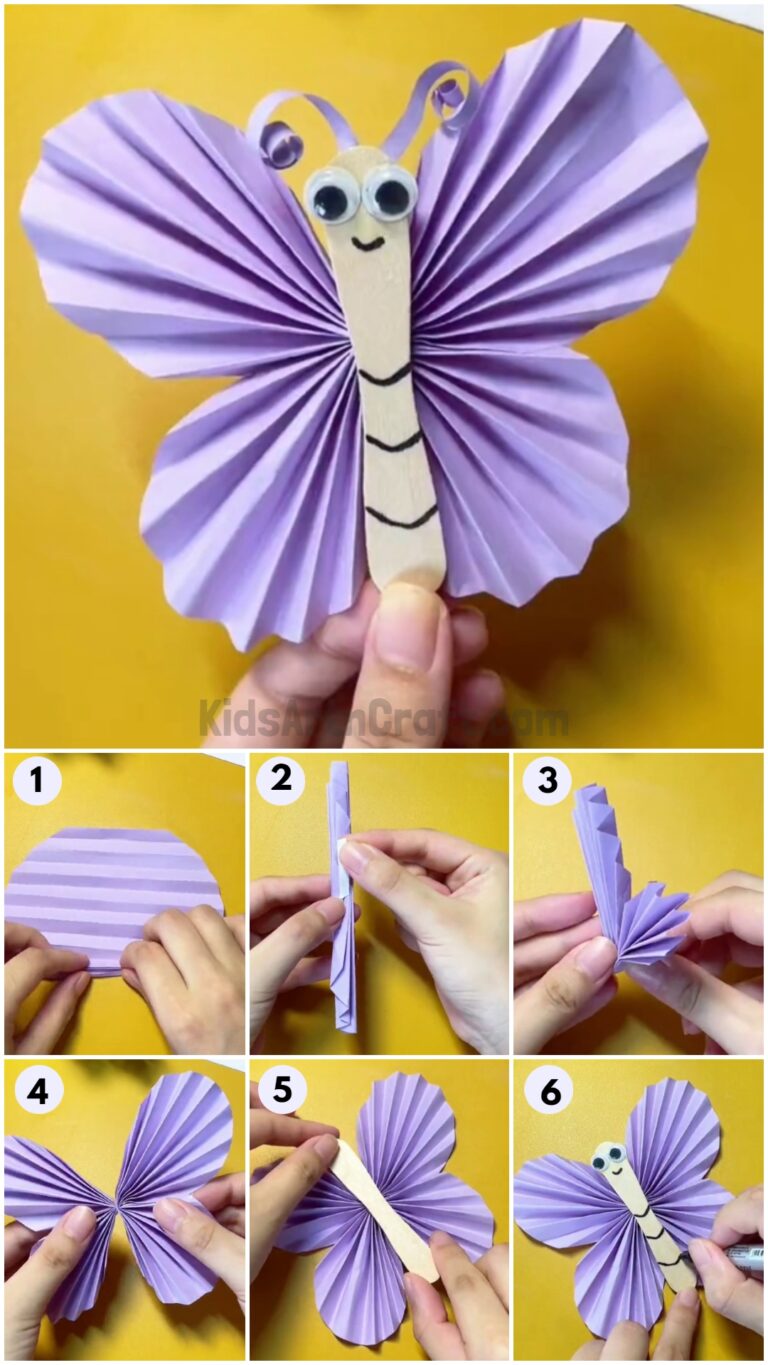 Cute Paper-Popsicle Stick Butterfly Craft Tutorial For Kids - Kids Art ...