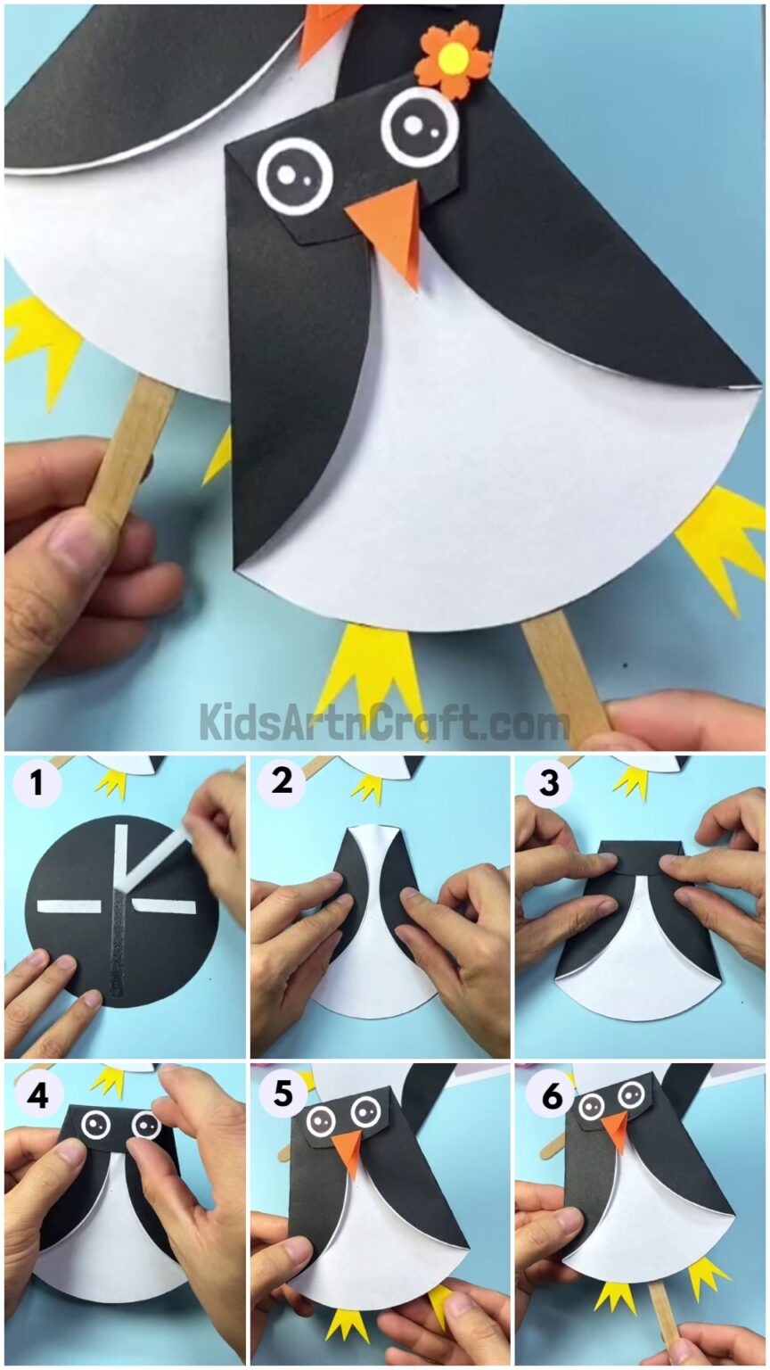 Cute Paper & Popsicle Stick Penguin Craft For Beginners - Kids Art & Craft
