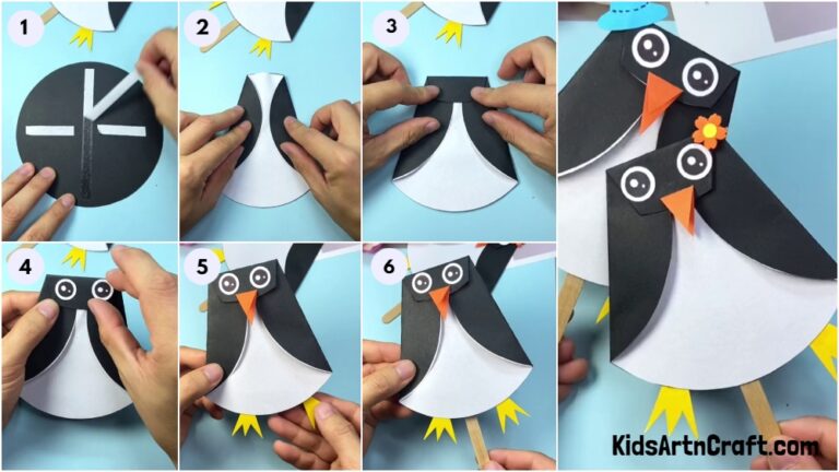 Cute Paper & Popsicle Stick Penguin Craft For Beginners - Kids Art & Craft