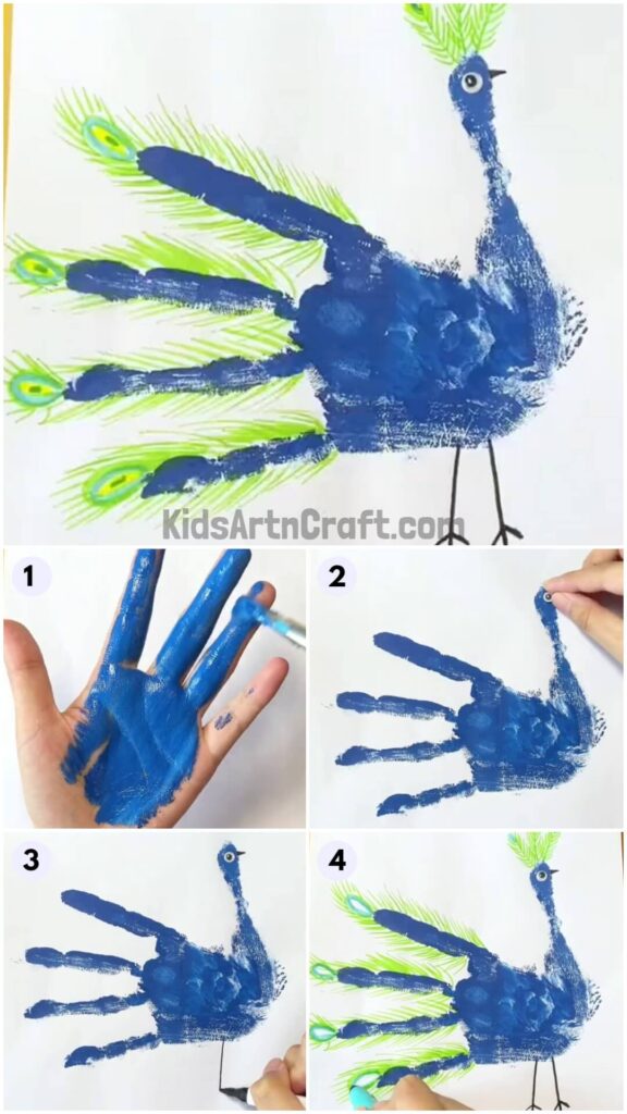 Cute Peacock Handprint Art & Craft Tutorial For Kids - Kids Art & Craft