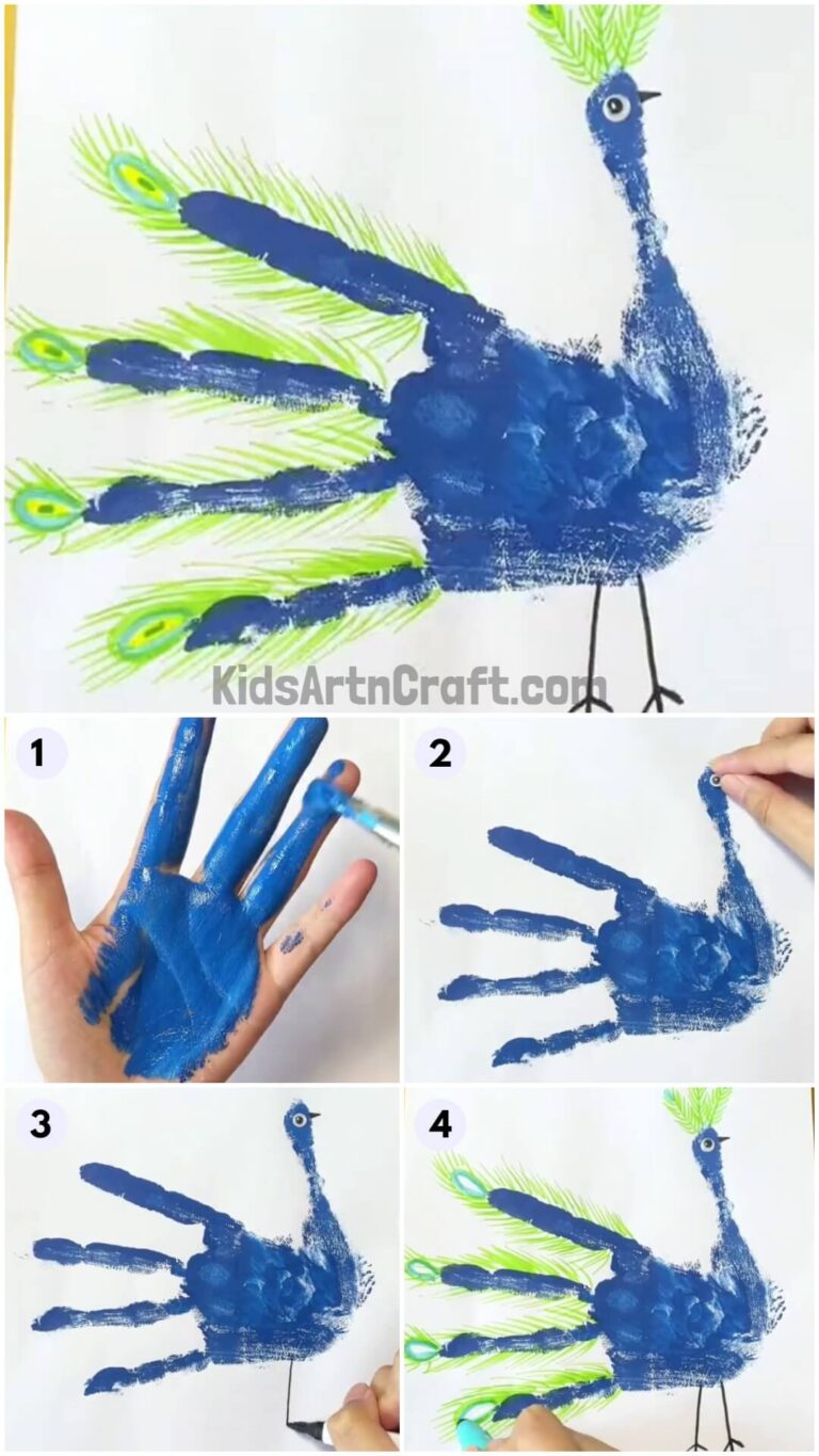 Cute Peacock Handprint Art & Craft Tutorial For Kids - Kids Art & Craft