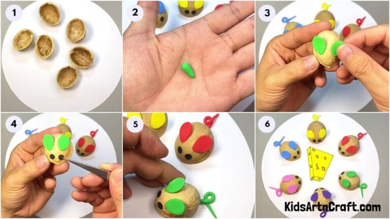 Cute Walnut Shell Mice Easy Craft Tutorial For Kids - Kids Art & Craft