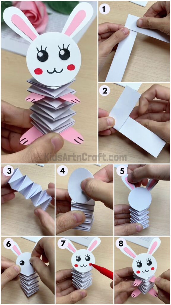 DIY Bouncing Paper Bunny Craft for kids - Kids Art & Craft