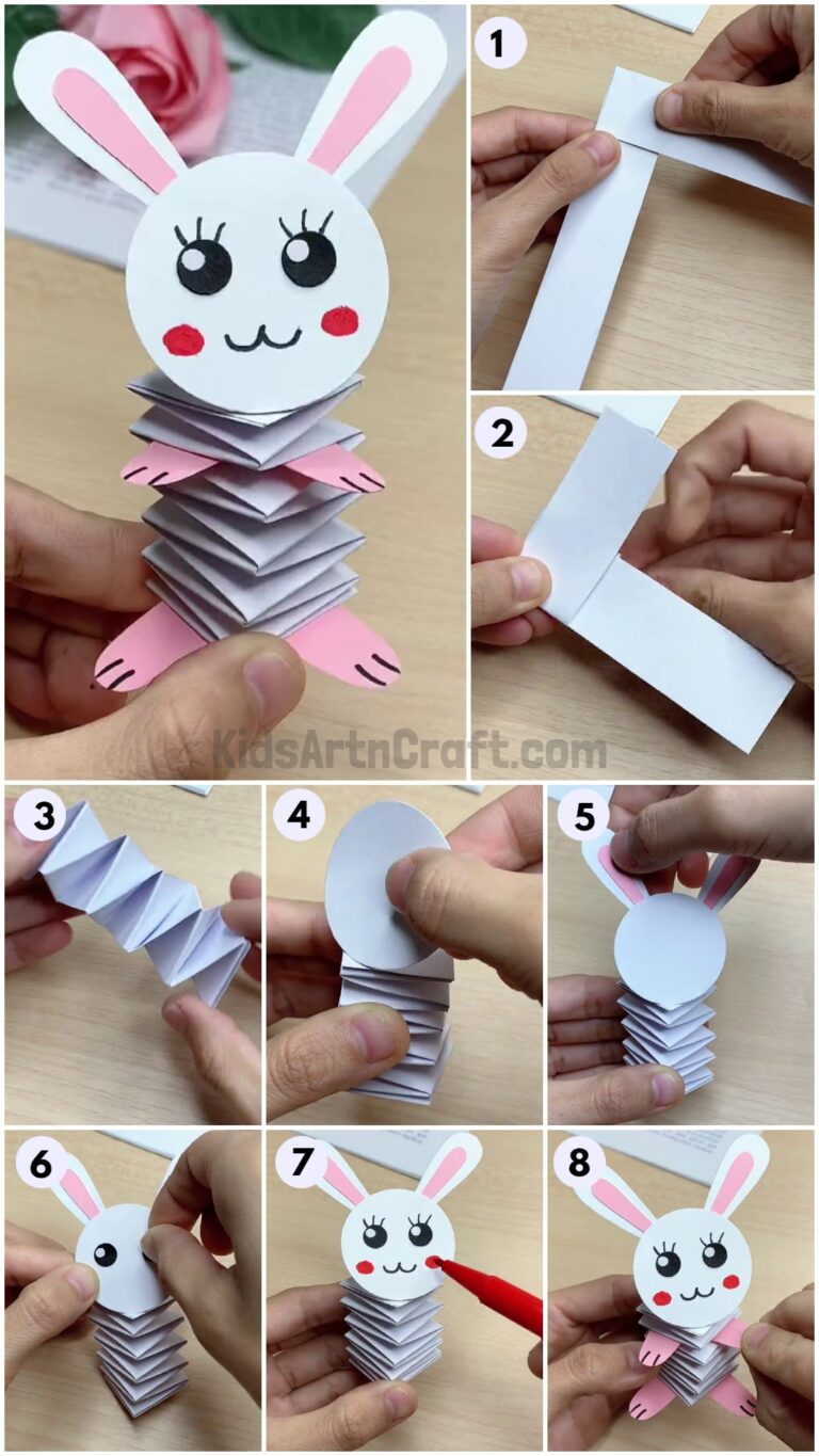 DIY Bouncing Paper Bunny Craft for kids - Kids Art & Craft