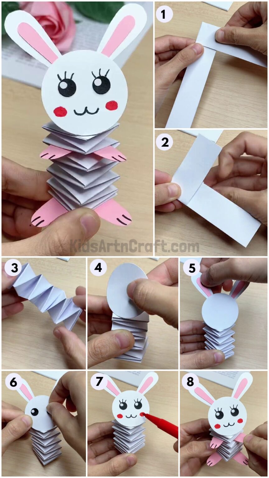 DIY Bouncing Paper Bunny Craft for kids - Kids Art & Craft