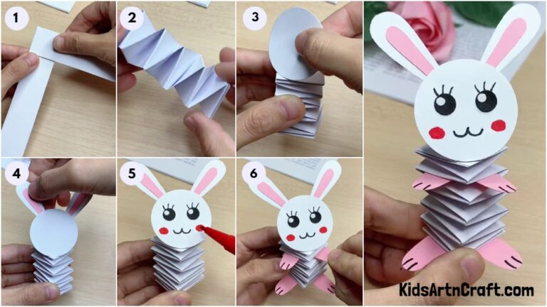 DIY Bouncing Paper Bunny Craft for kids - Kids Art & Craft