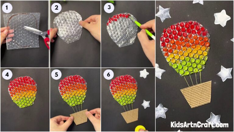 DIY Bubble Wrap Hot Air Balloon Craft For Kids - Kids Art & Craft