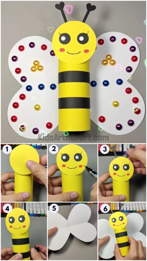 DIY Cardboard Roll Bee Craft For Kids - Kids Art & Craft