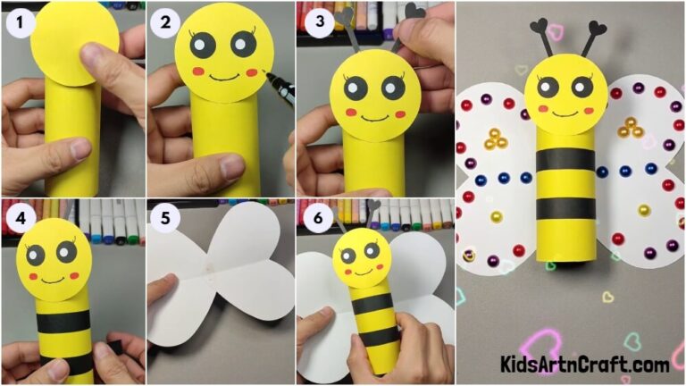 DIY Cardboard Roll Bee Craft For Kids - Kids Art & Craft