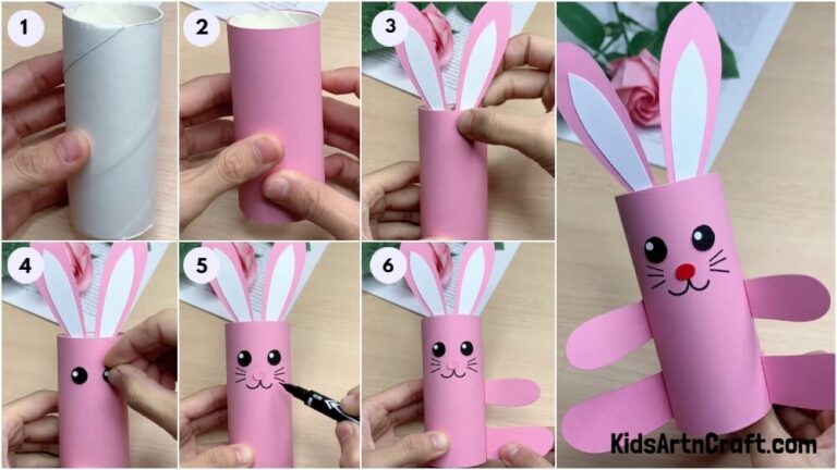 DIY Cardboard Roll Bunnies Easy Craft Tutorial For Kids - Kids Art & Craft