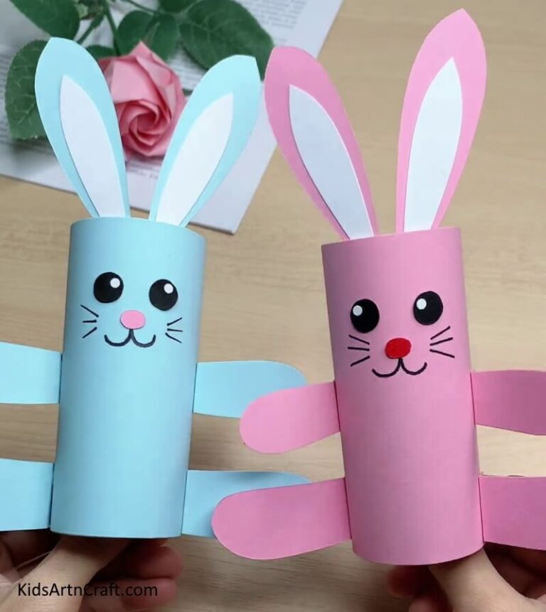 DIY Cardboard Roll Bunnies Easy Craft Tutorial For Kids - Kids Art & Craft