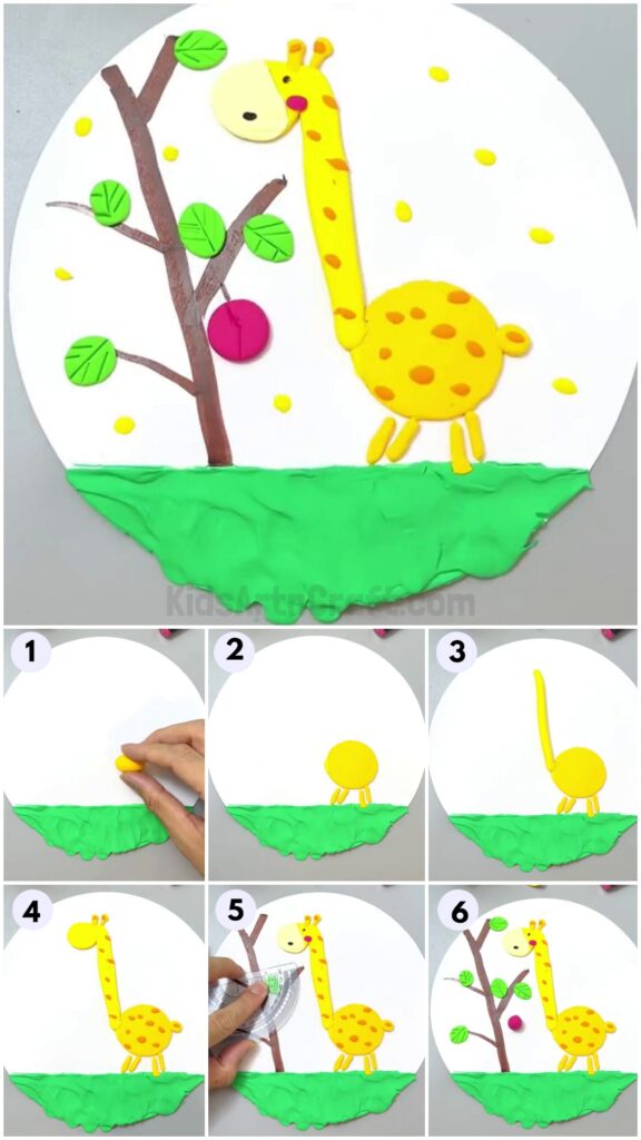DIY Clay Giraffe Step by Step Tutorial For Kids - Kids Art & Craft
