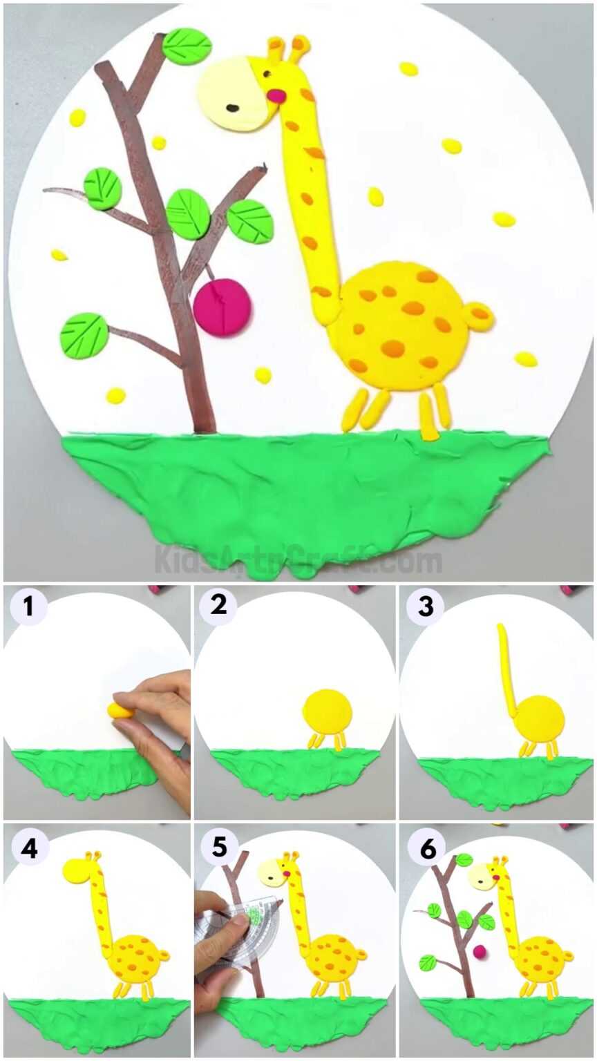 DIY Clay Giraffe Step by Step Tutorial For Kids - Kids Art & Craft
