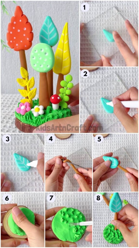 DIY Clay Modelling Tree Artwork Easy Tutorial For Kids - Kids Art & Craft