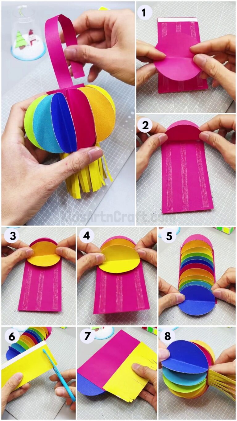 DIY Colorful Lantern using craft Paper tutorial - Kids Art & Craft