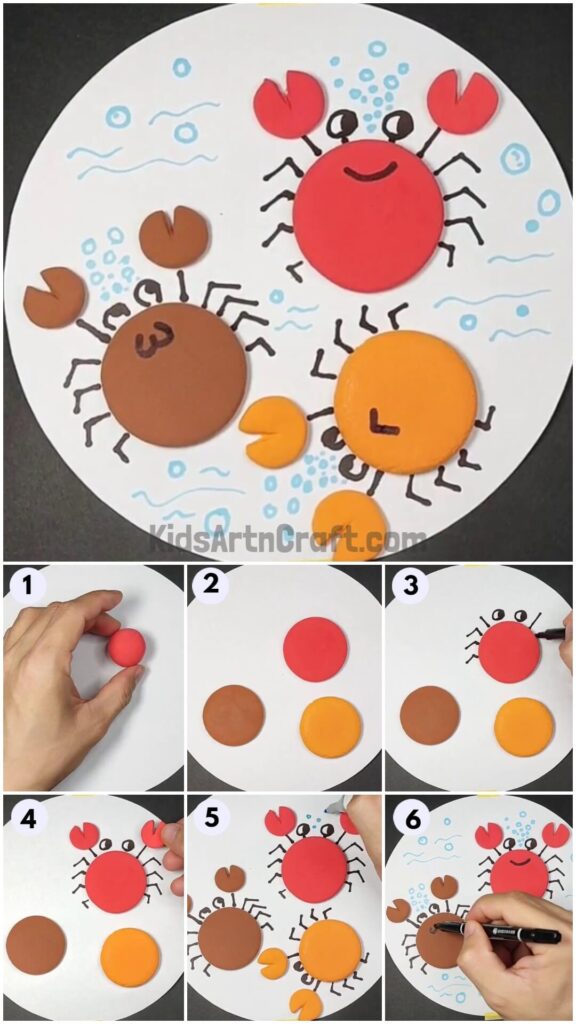 DIY Crabs Under Water Clay Artwork Craft Tutorial For Beginners - Kids ...