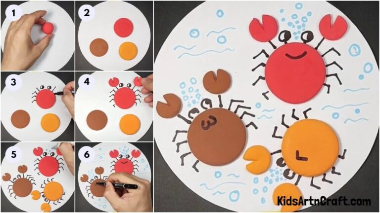 DIY Crabs Under Water Clay Artwork Craft Tutorial For Beginners - Kids ...