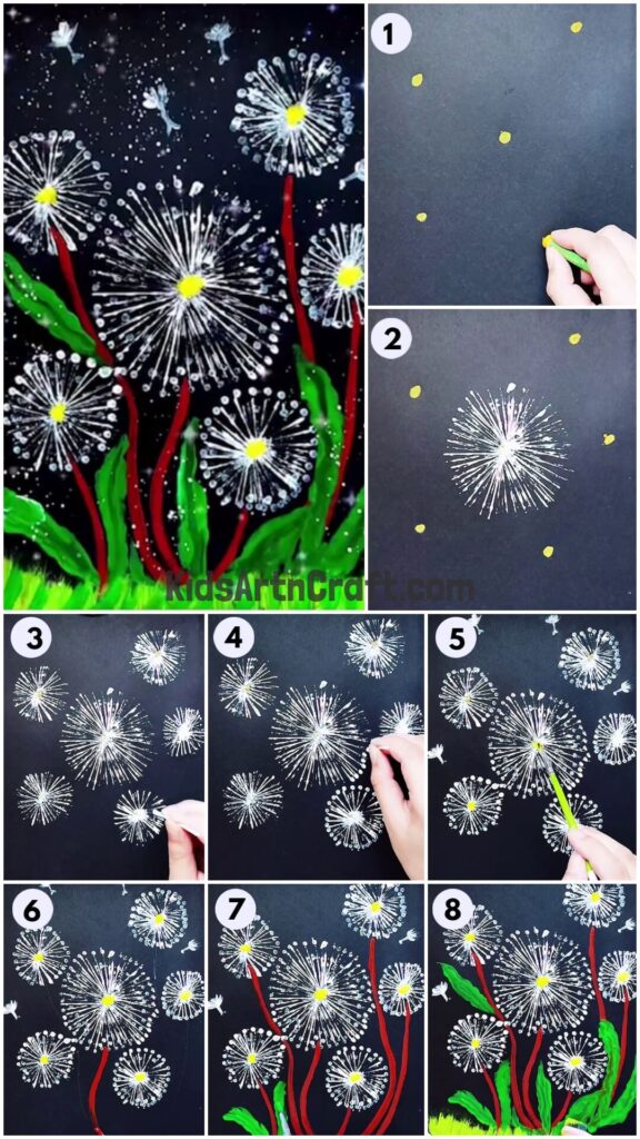 DIY Dandelion Flower Creative Painting Idea For Kids - Kids Art & Craft