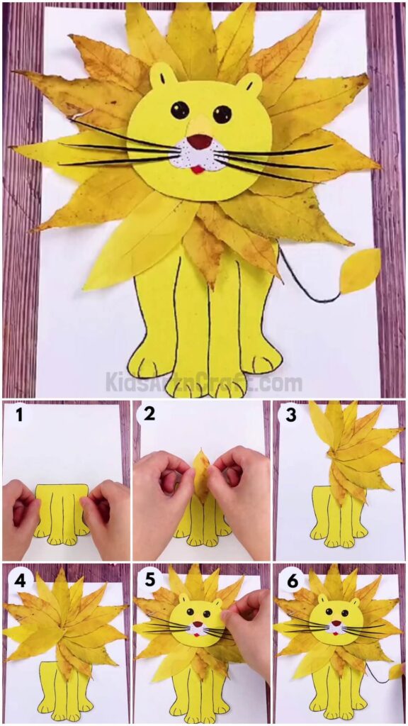 DIY Easy Lion Craft Using Fall Leaves At Home - Kids Art & Craft