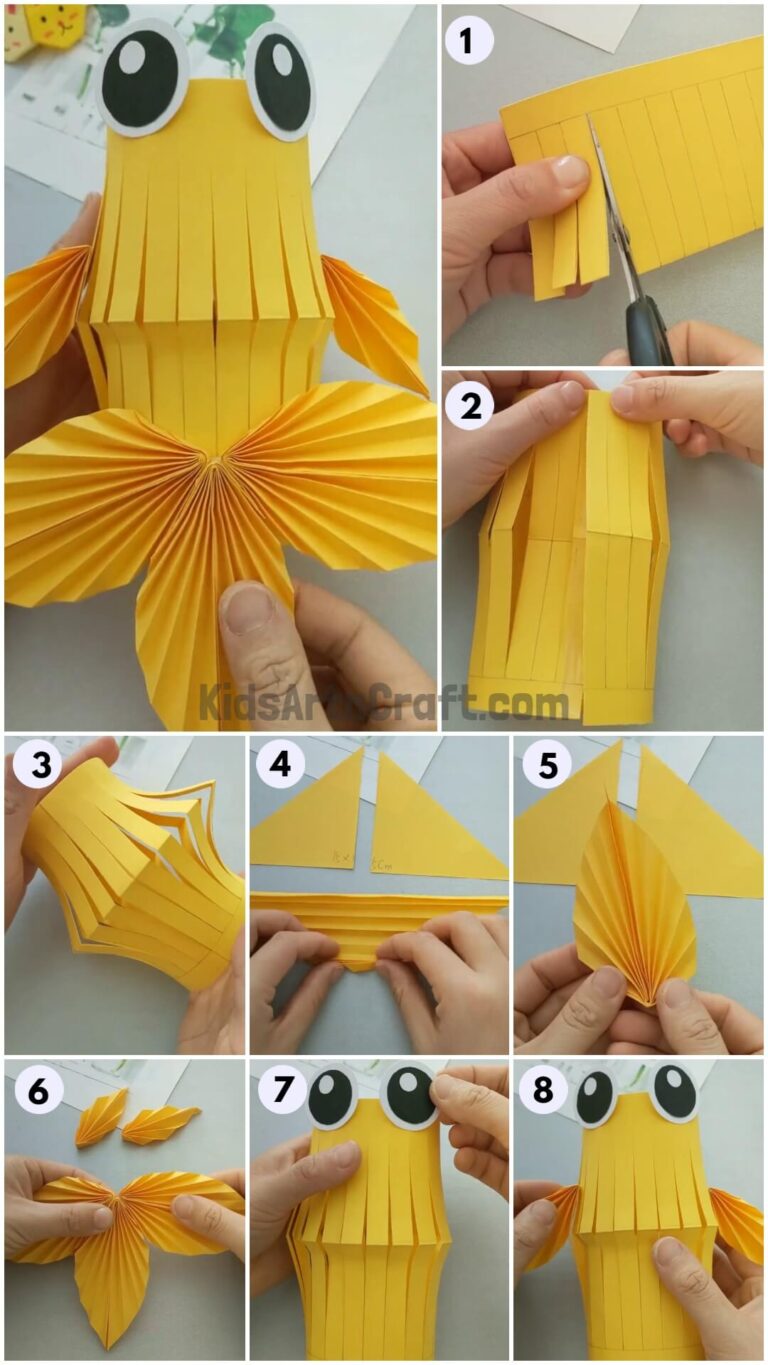DIY Easy Yellow Paper Fish Craft Tutorial For Kids - Kids Art & Craft