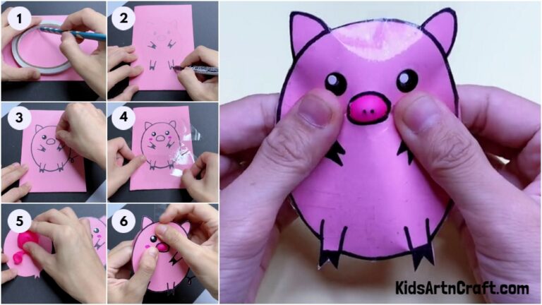 DIY Easy Paper Pig Craft Tutorial For Kids - Kids Art & Craft