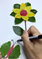DIY Flower Craft from Fresh Leaves Easy Tutorial - Kids Art & Craft