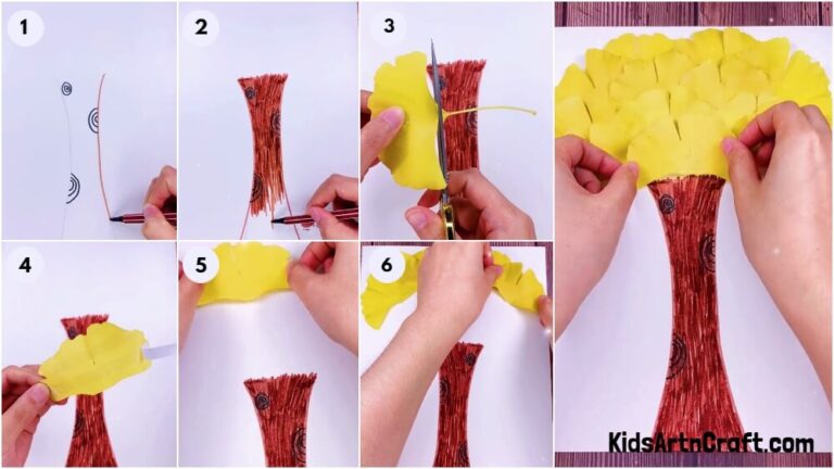 DIY Ginkgo Fall Leaf Tree Craft For Kids - Kids Art & Craft