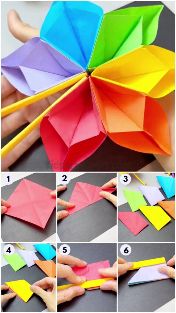 DIY Hand Fan With Colorful Paper for Kids - Kids Art & Craft
