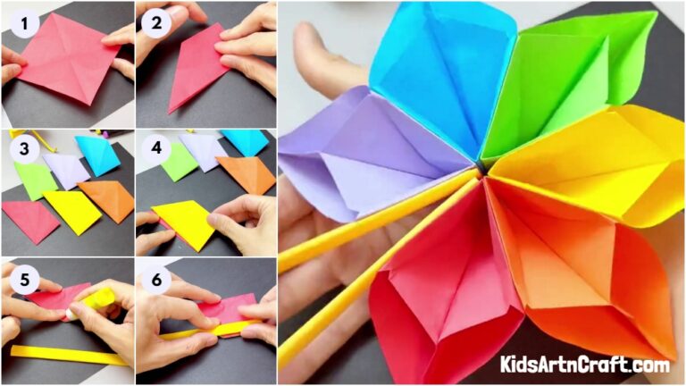 DIY Hand Fan With Colorful Paper for Kids - Kids Art & Craft