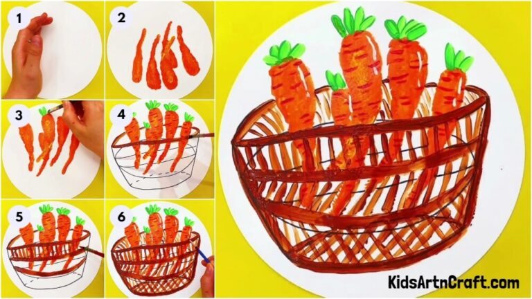 DIY Handprint Carrots In a Basket Painting Tutorial - Kids Art & Craft